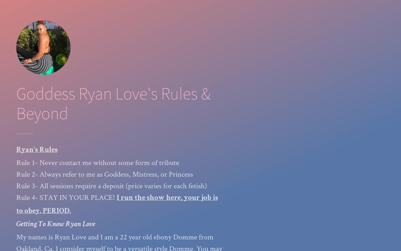 Goddess Ryan's Rule's & Beyond